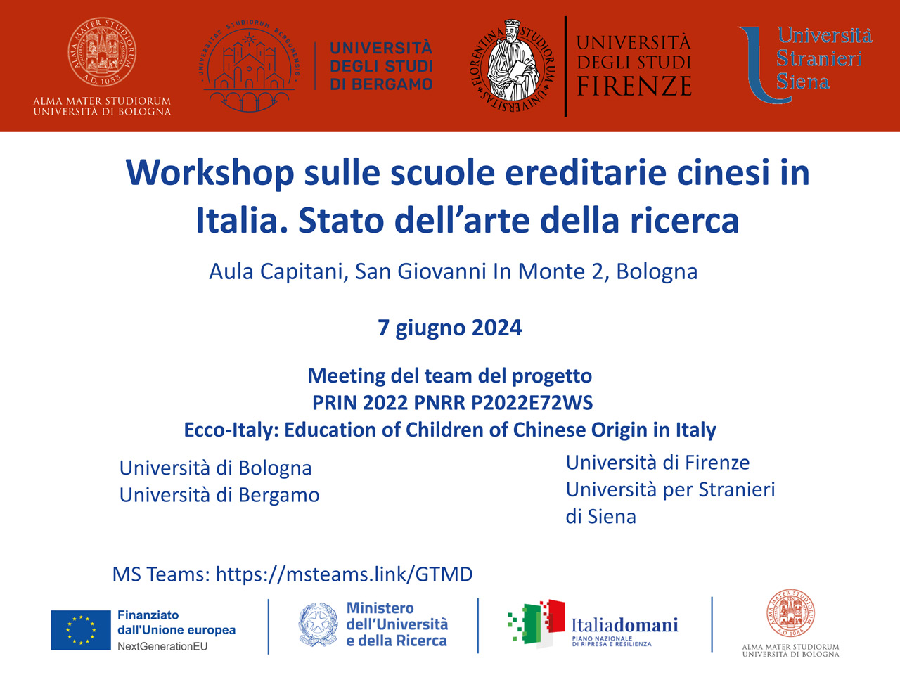 Workshop on Chinese Hereditary Schools in Italy: State of the Art ...